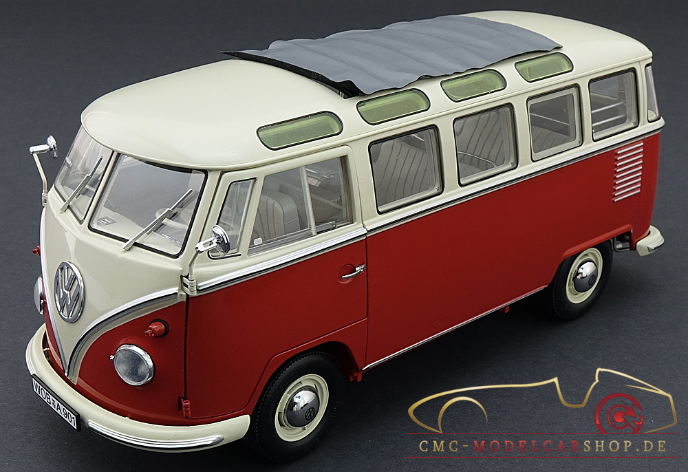 Schuco VW T1 Samba Bus, rot/weiss 1:18-450028000